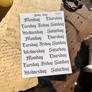 Gothic Month Sticker Sheet, Dark Academia Day Stickers, Witch Bullet ...