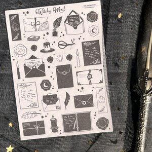 Witchy Mail Sticker Sheet, Goth Letter Stickers, Witchcraft Bullet ...