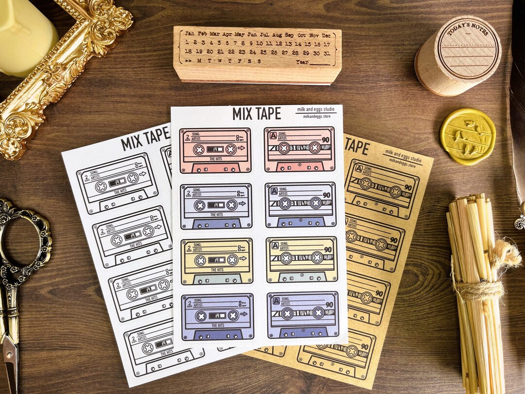 Mixtape Playlist Journal Sticker Sheet, Music Tape Bujo Stickers ...