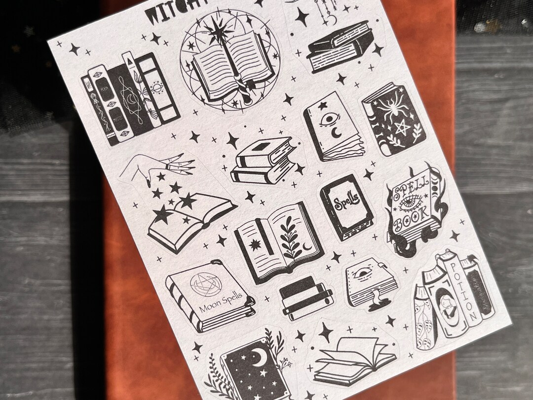 Witchy Books Sticker Sheet: Goth Potion & Spells, Mystic Planner - Etsy