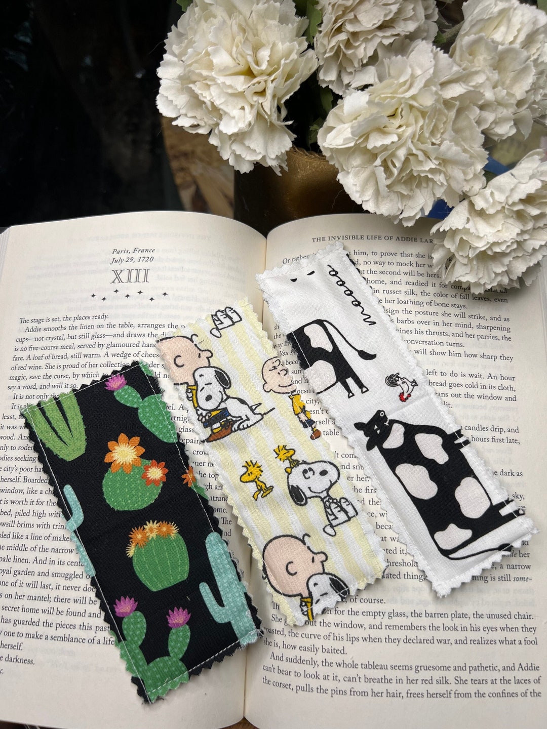 Fabric Bookmarks Snoopy Cow Cactus Bookmarks - Etsy
