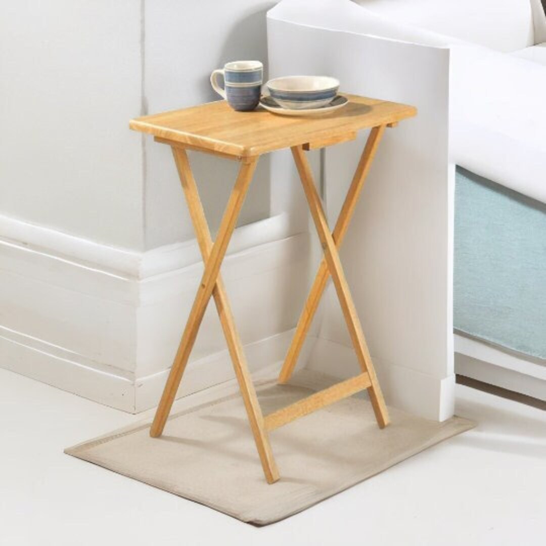 Natural Wooden Folding Side Table End Sofa Accent Corner - Etsy