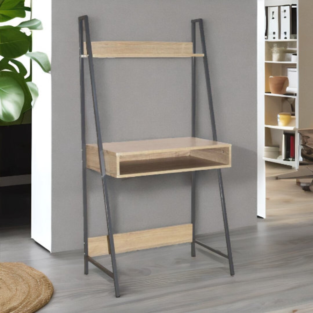 Wooden Industrial 2 Tier Computer Desk Ladder Design Study Office ...