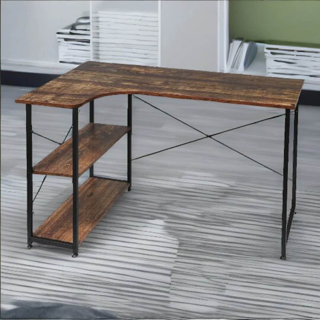 Industrial Wooden 3 Tier Computer Desk Office Work Station - Etsy