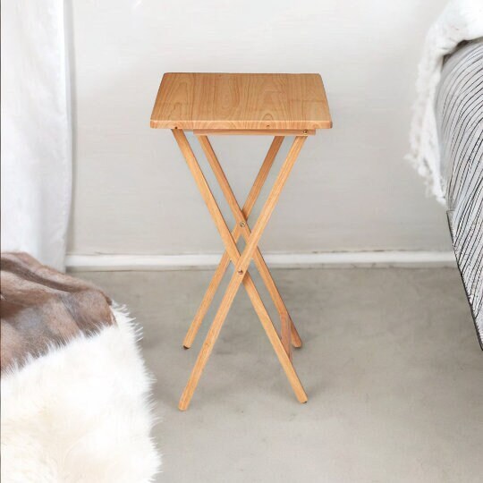 Natural Wooden Folding Side Table End Sofa Accent Corner - Etsy