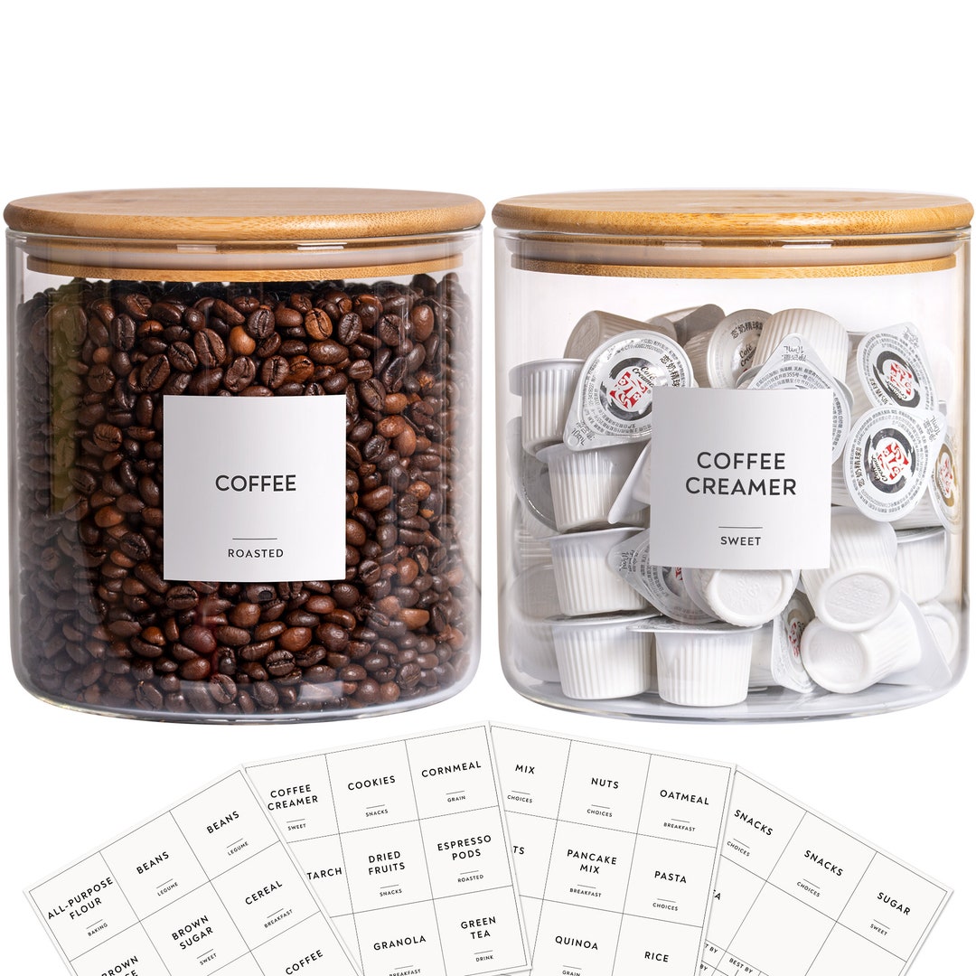 Round Extra-large Glass Jars Set, Round Pantry Jars With Premium Bamboo ...