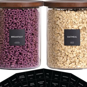 Round Extra-large Glass Jars Set, Round Pantry Jars With Premium Acacia ...