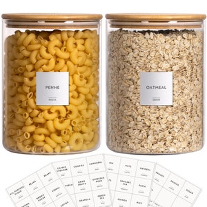 Round Extra-large Glass Jars Set, Round Pantry Jars With Premium Bamboo ...