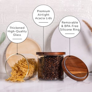 Round Extra-large Glass Jars Set, Round Pantry Jars With Premium Acacia ...