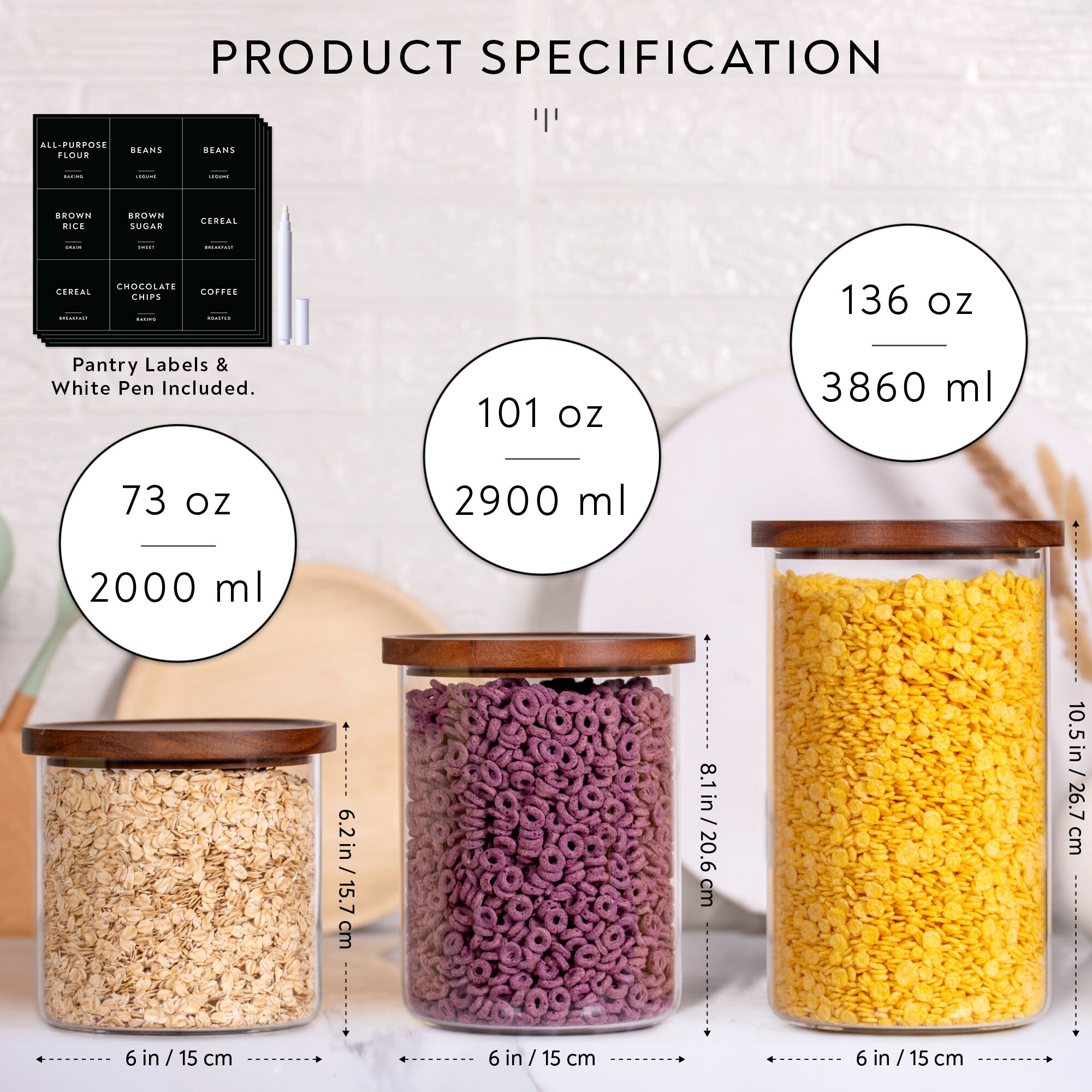 Round Extra-large Glass Jars Set Round Pantry Jars With - Etsy