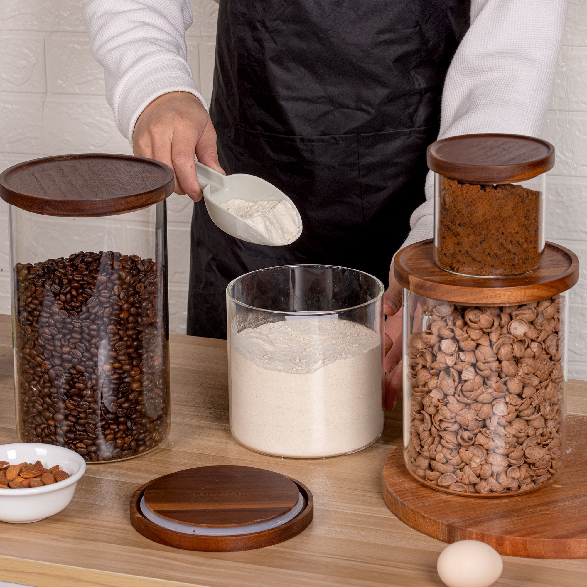 Round Extra-large Glass Jars Set Round Pantry Jars With - Etsy
