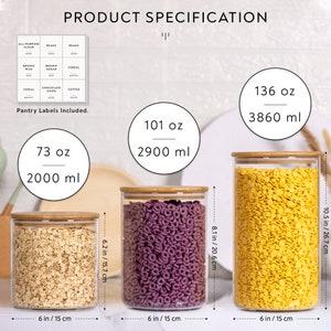 Round Extra-large Glass Jars Set, Round Pantry Jars With Premium Bamboo ...