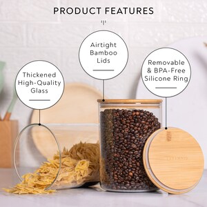 Round Extra-large Glass Jars Set, Round Pantry Jars With Premium Bamboo ...