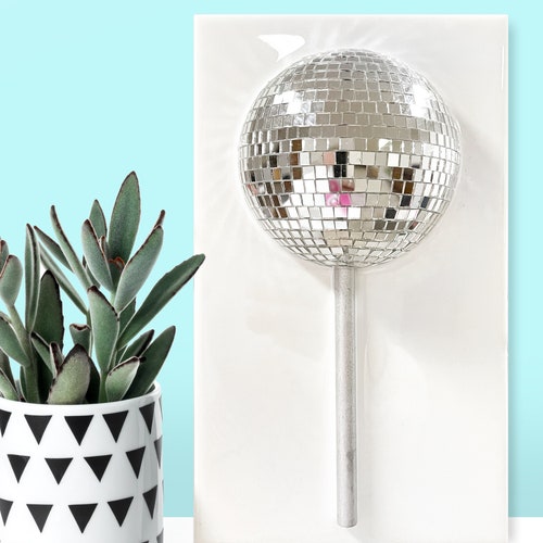DISCO LOLLIPOP / Mini Disco Ball Pop Art Resin Coated Unique - Etsy