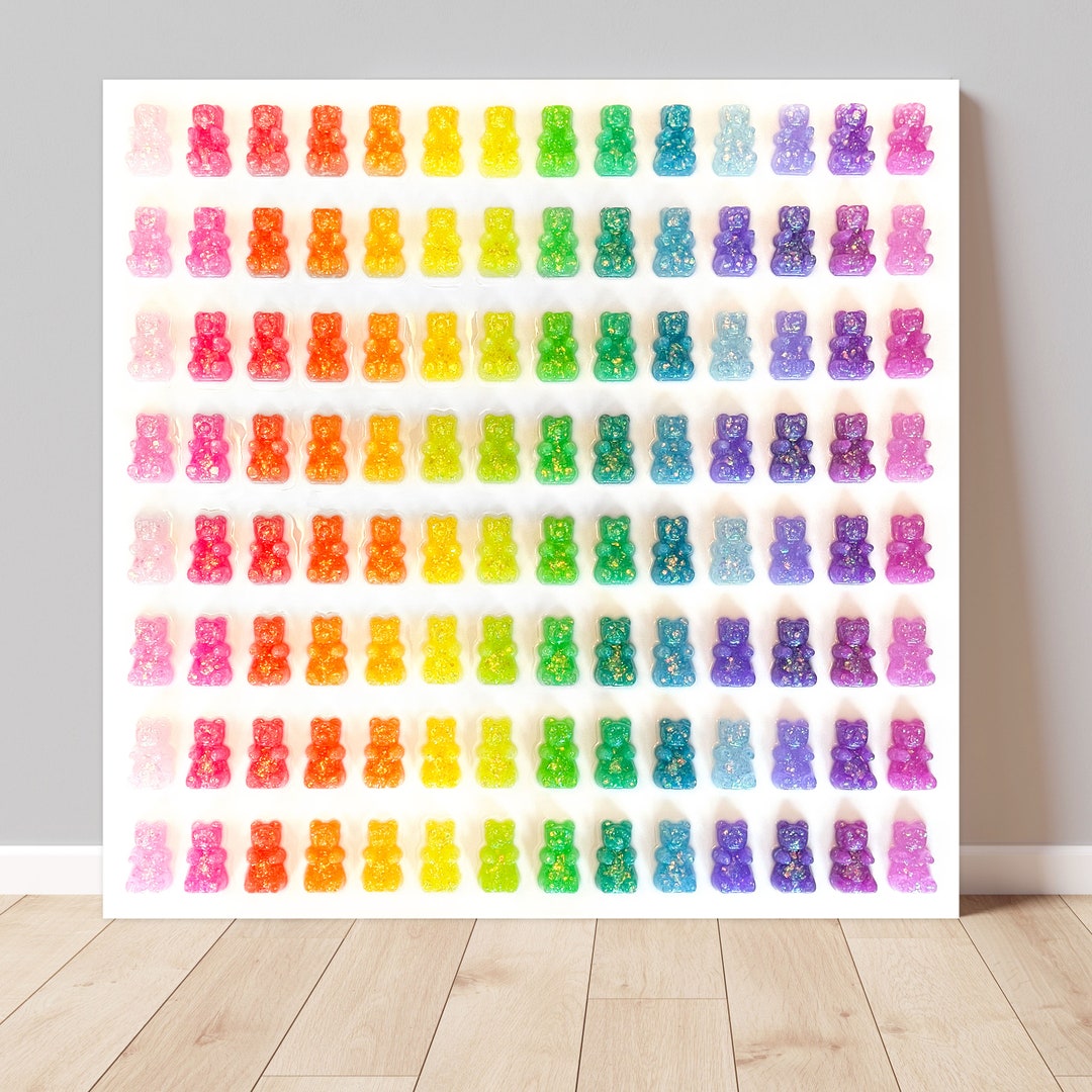 JUMBO Glitter Rainbow Gummy Bears - 24"x24" - Oversized Pop Art - Etsy