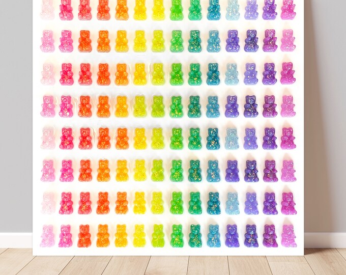 JUMBO Glitter Rainbow Gummy Bears - 24"x24" - Oversized Pop Art - Etsy