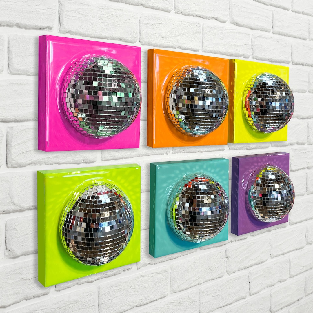Rainbow DISCO BALL BUNDLE - Wall Art - Resin Disco Ball 3D Room Decor ...
