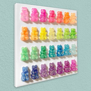 LARGE GUMMY BEAR 3D Wall Pop Art / Rainbow Glitter Resin Handmade Wall ...