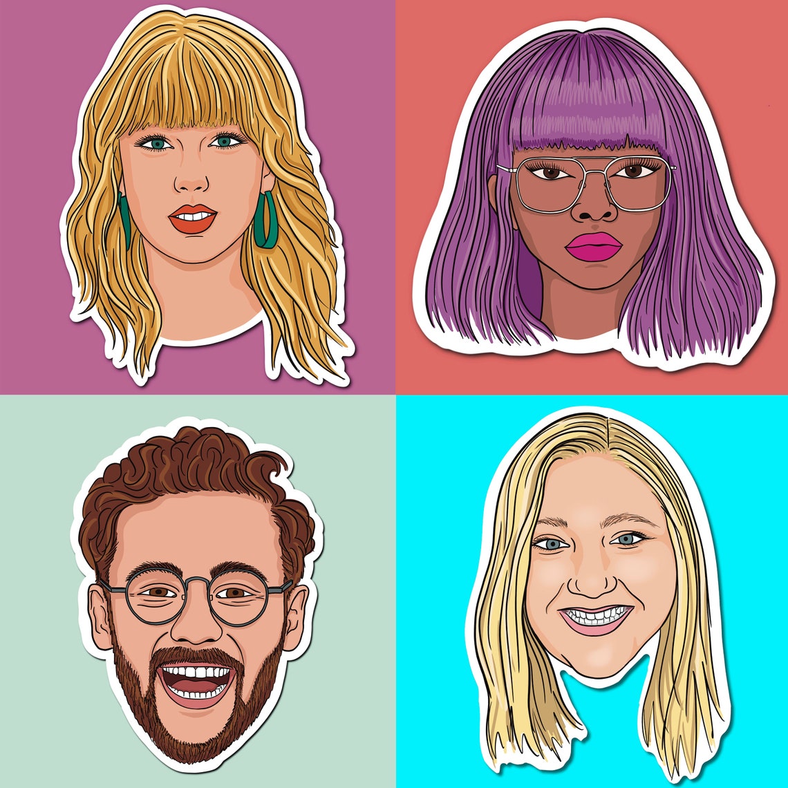 Custom Face Magnets Portrait Illustrations Personalized - Etsy