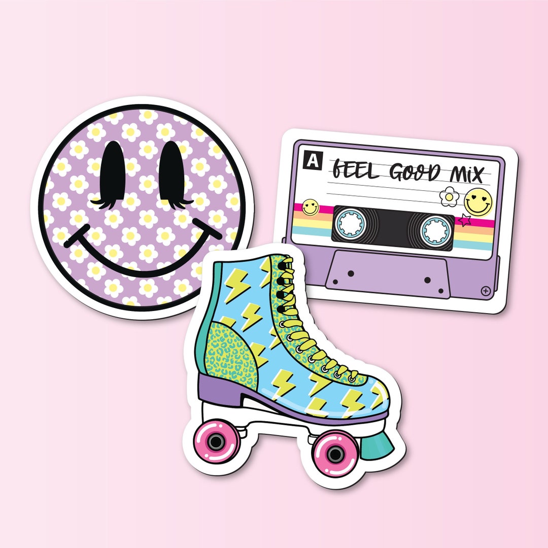 SMILEY MAGNET SET Illustrated Magnet Set Smiley Face Rollerskate ...