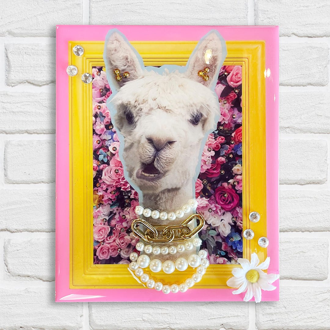PRETTY LLAMA COLLAGE Art - Funky Room Decor - Dopamine Art - Etsy