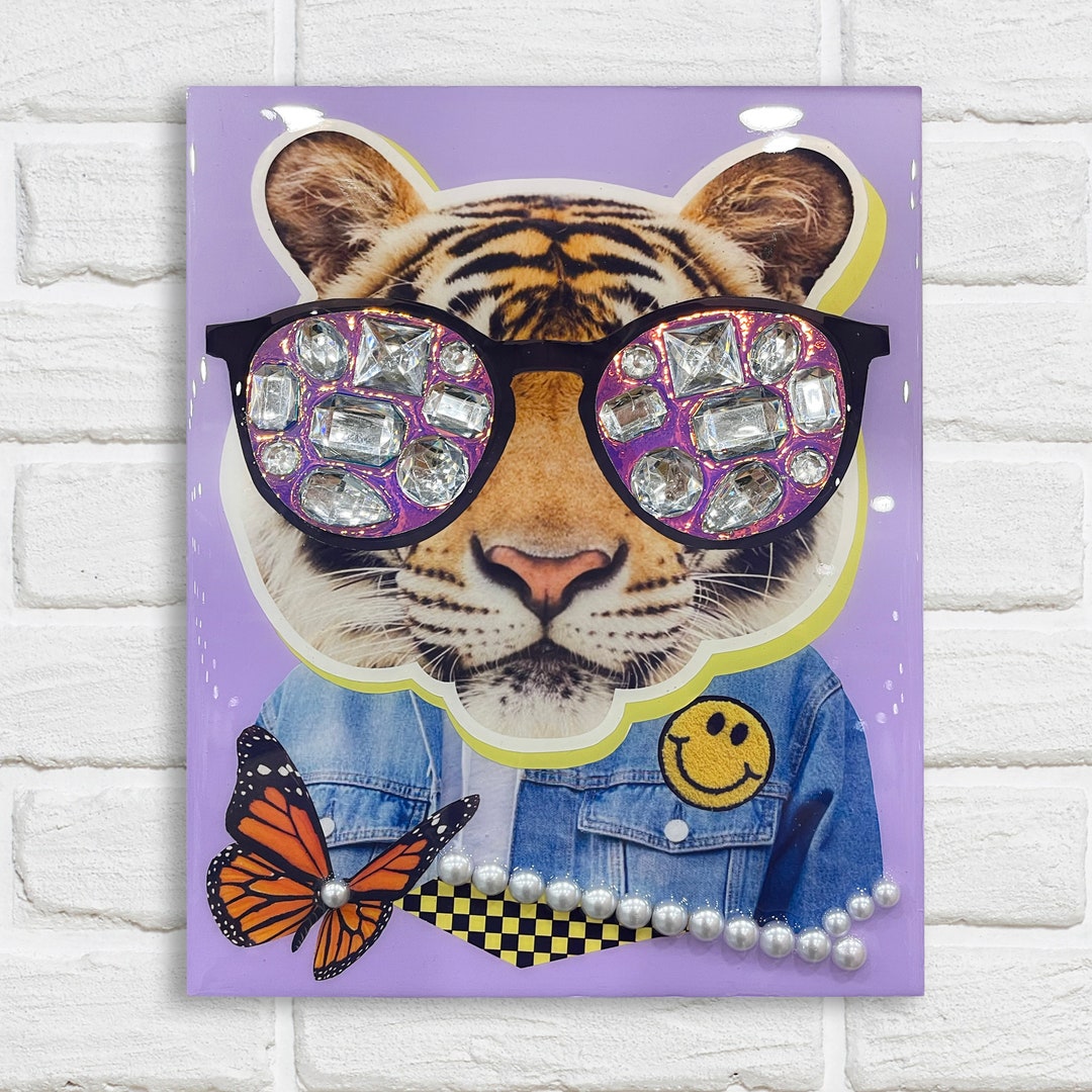 TIGER COLLAGE ART - Funky Whimsical Wall Art - Novelty Decor - Etsy