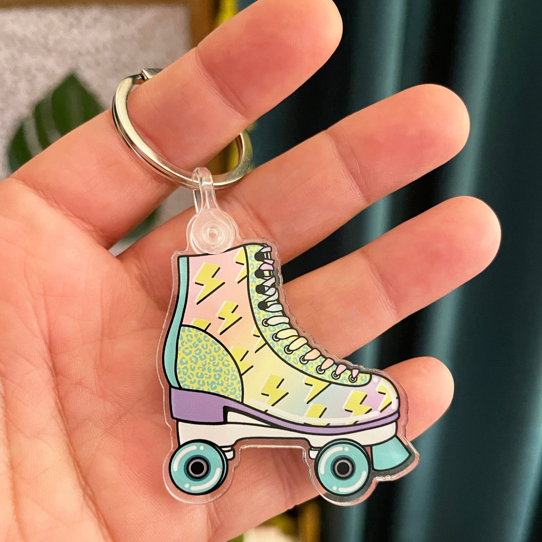 ROLLERSKATE ACRYLIC KEYCHAIN / Pastel Rainbow Rollerskate - Etsy