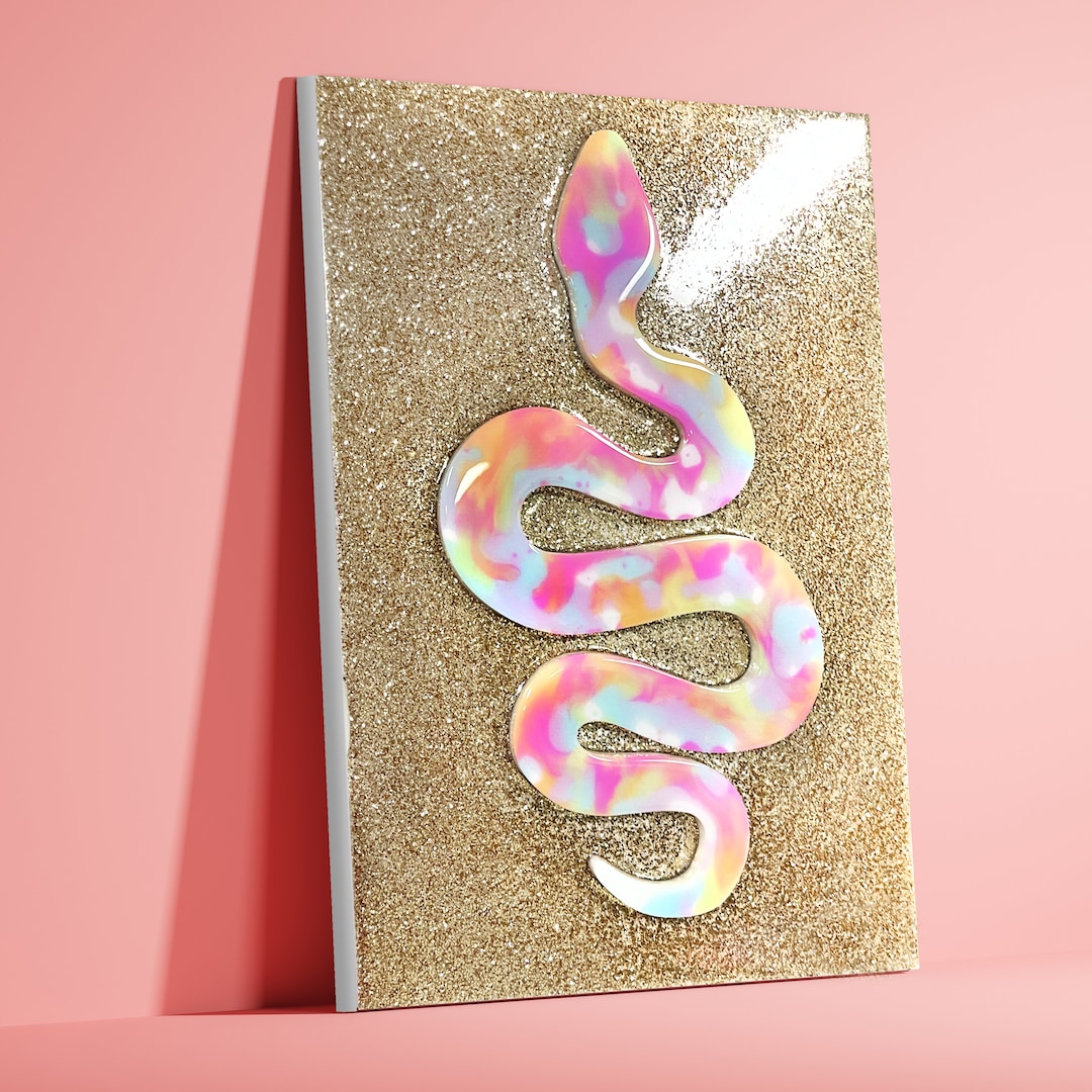 3D GLITTER RESIN SNAKE Wall Decor - Gold Sparkling Glitter Snake - Wall ...
