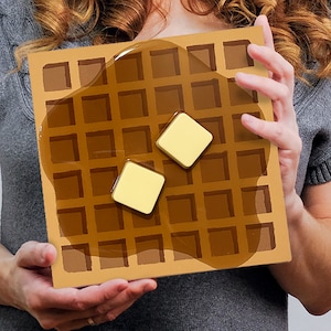 WAFFLE WALL ART - 3D Resin Food Artwork - Quirky Room Decor - Faux Food ...