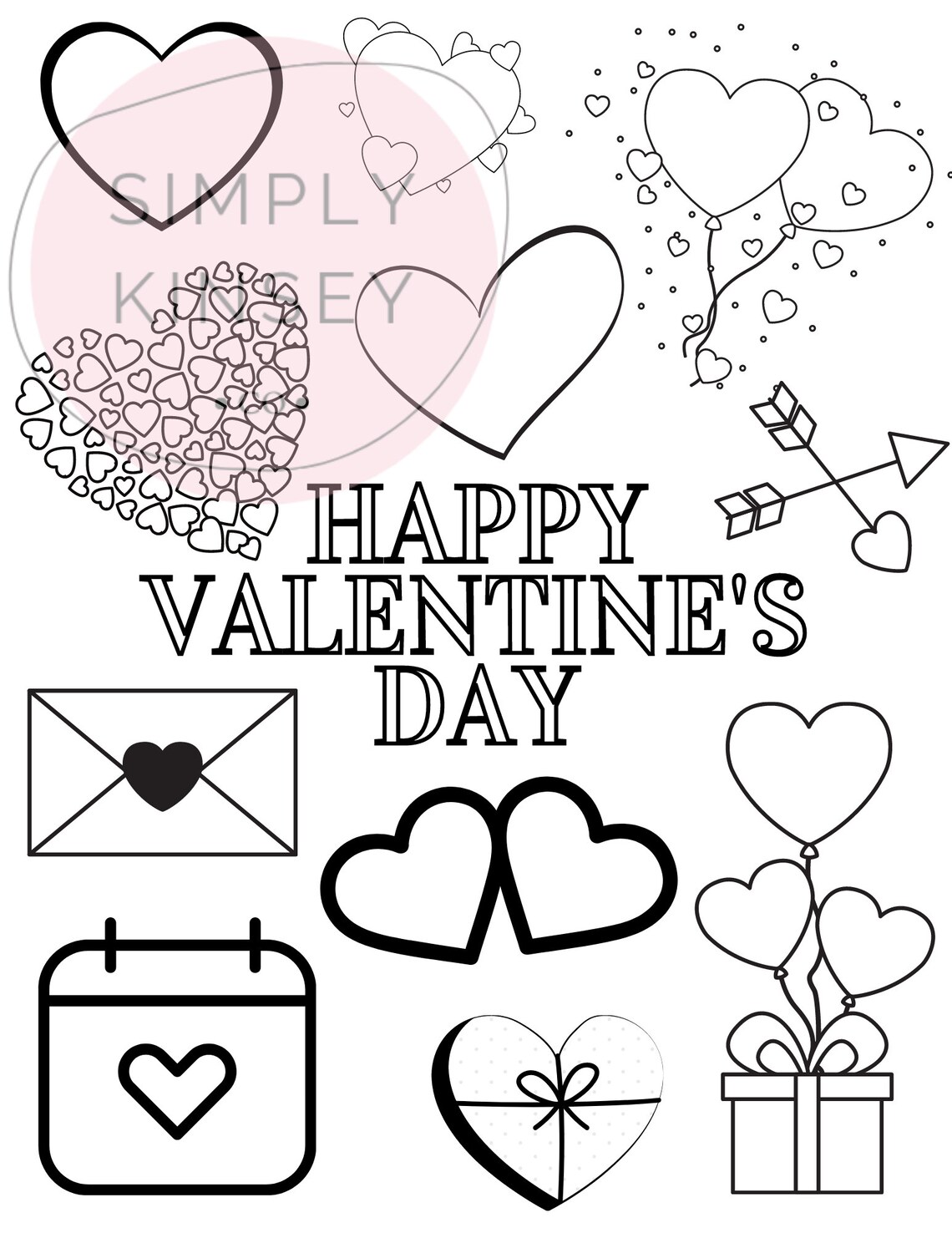 Página para colorear el Día de San Valentín - Etsy España