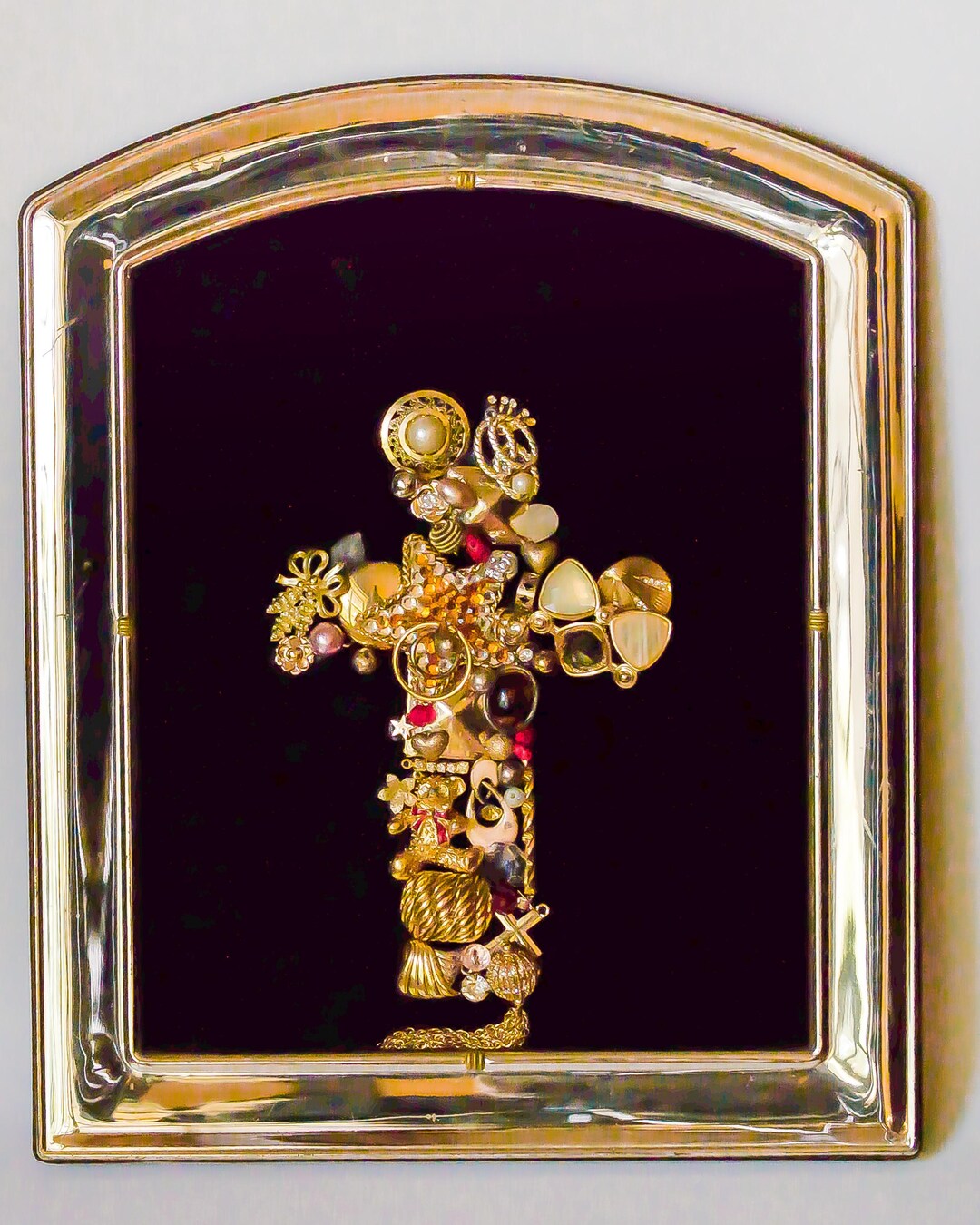Framed Jewelry Art, Framed Jewelry Cross Art, Vintage Jewelry Art ...