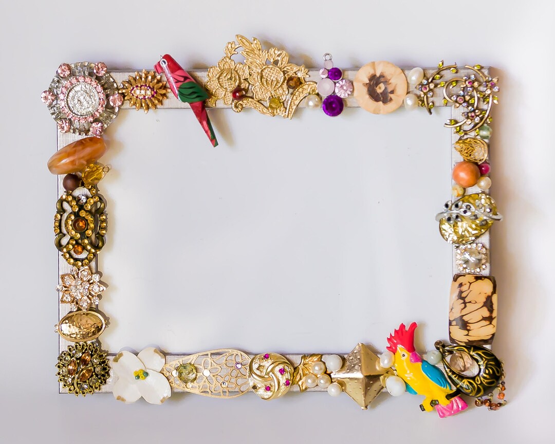 Jeweled Photo Frame , Jeweled Frame, Repurposed Jewelry Frame, Sparkly ...