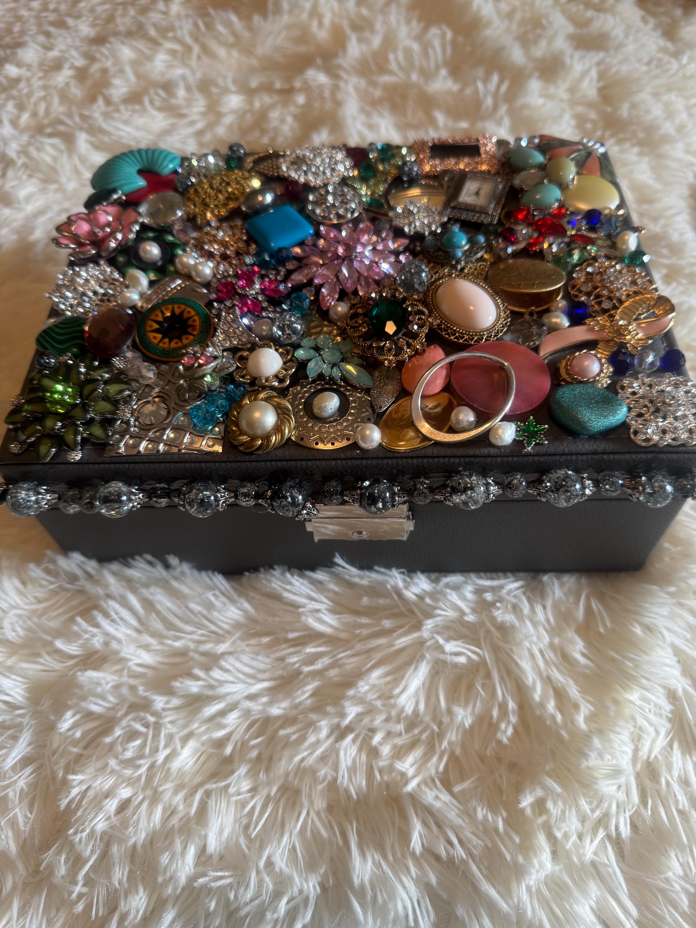 Jeweled Jewelry Box , Jeweled Box, Repurposed Jewelry Box, Sparkly ...