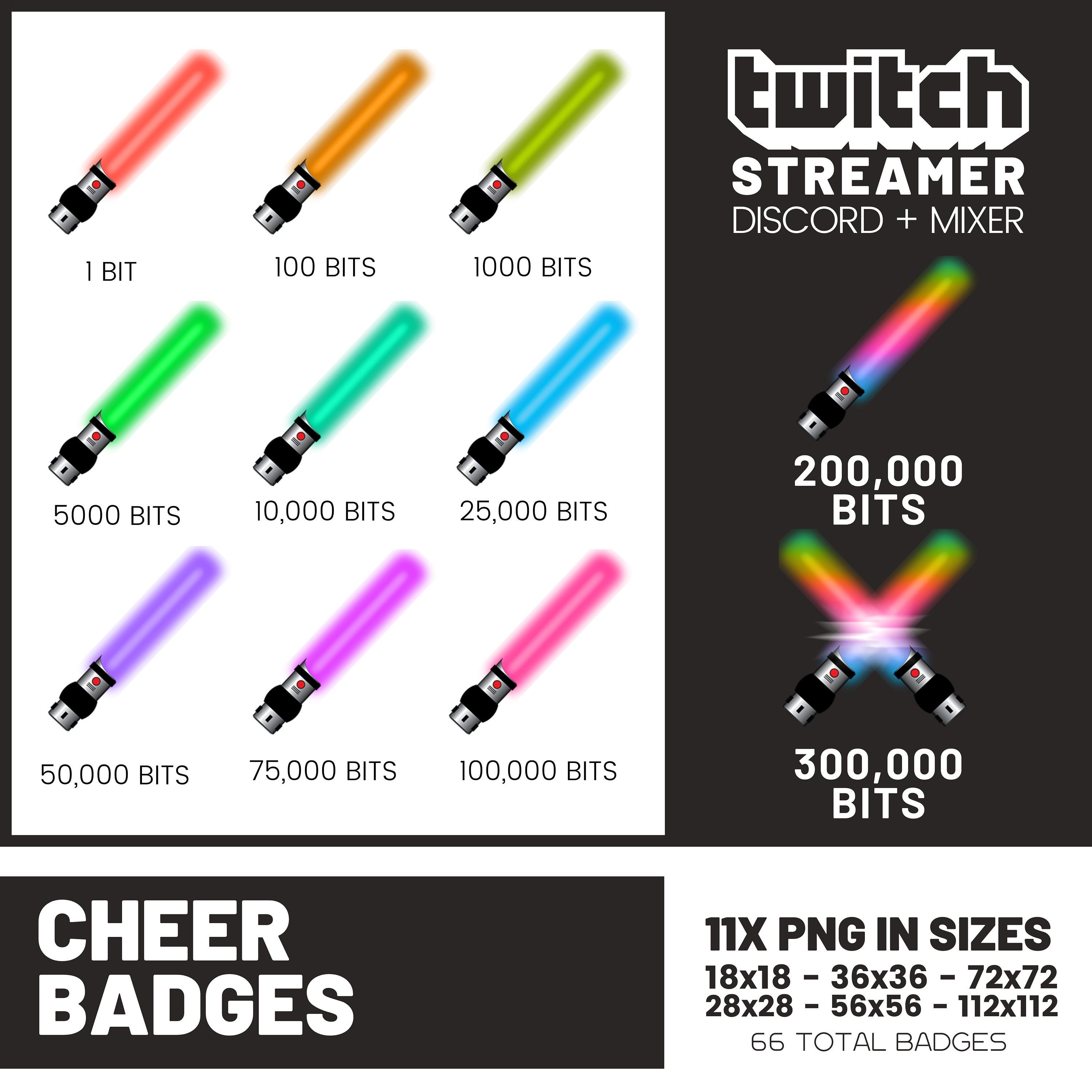 Lightsaber Twitch Sub Badge Bundle, Emote, Streamer Emoji, Cheer Badge ...