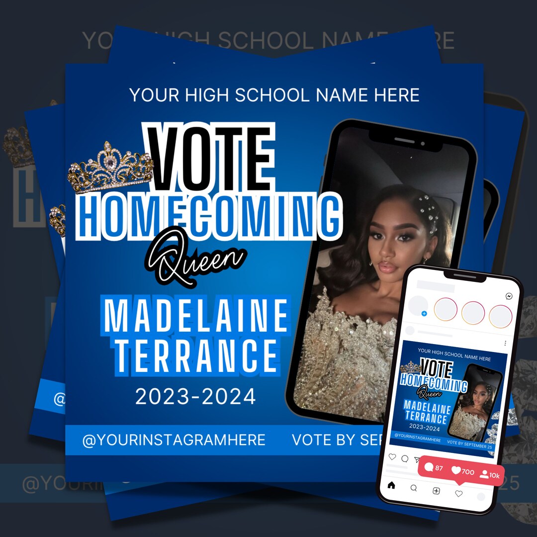 Homecoming Flyer Vote for Me Flyer HOCO Queen Editable Canva Flyer ...
