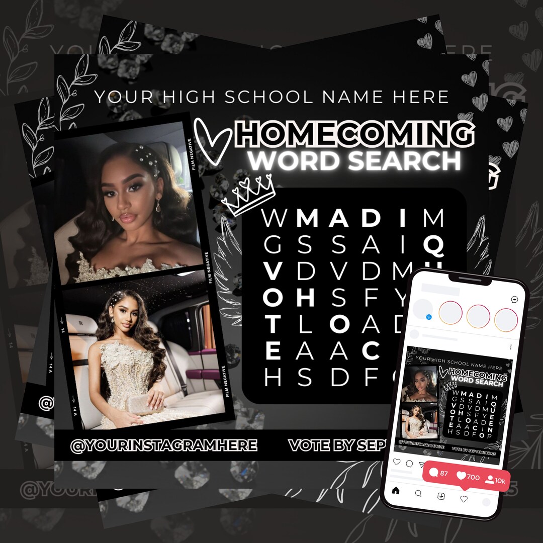 Homecoming Flyer Vote for Me Queen Word Search Flyer Editable Canva ...