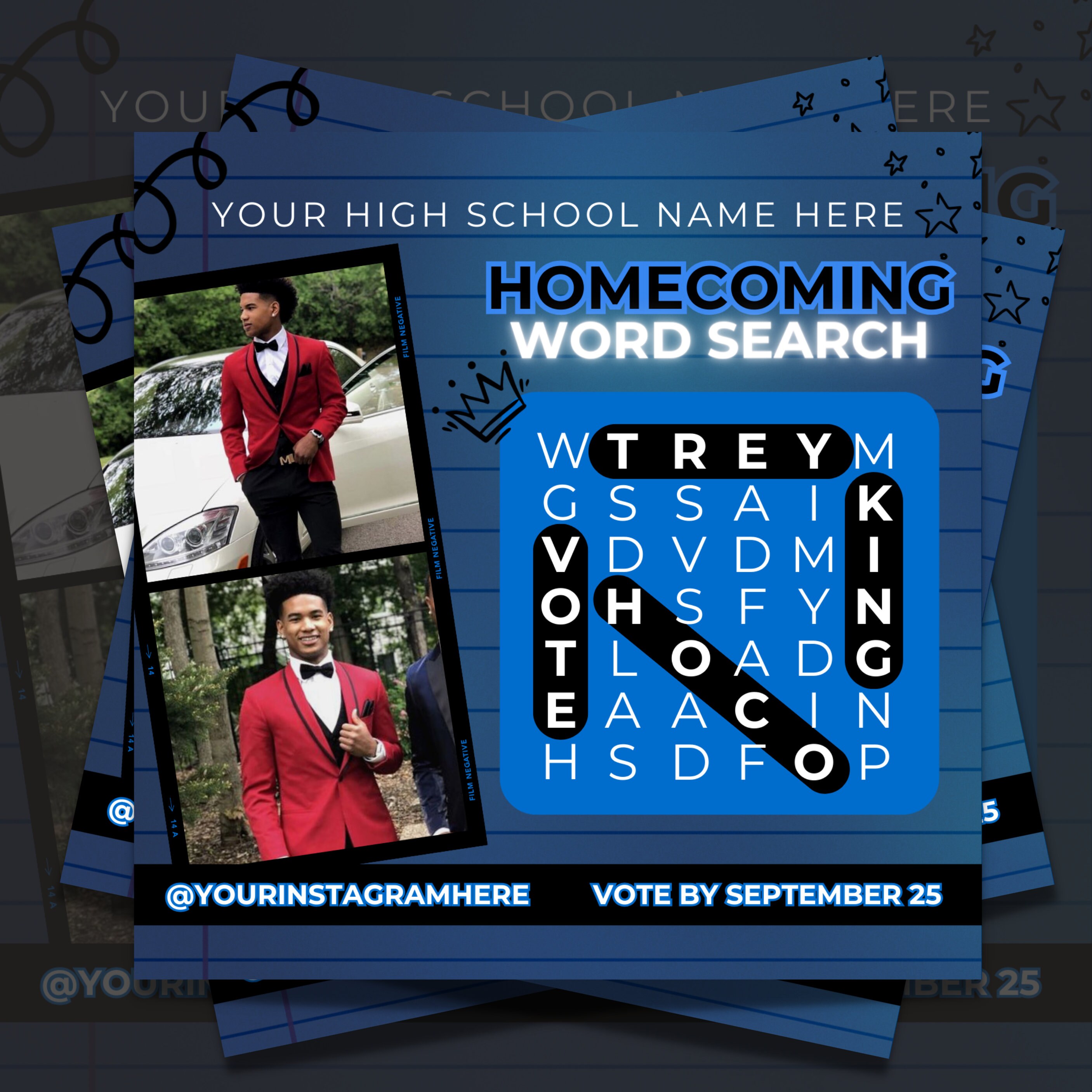 Homecoming Flyer Vote for Me King Word Search Flyer Editable Canva ...