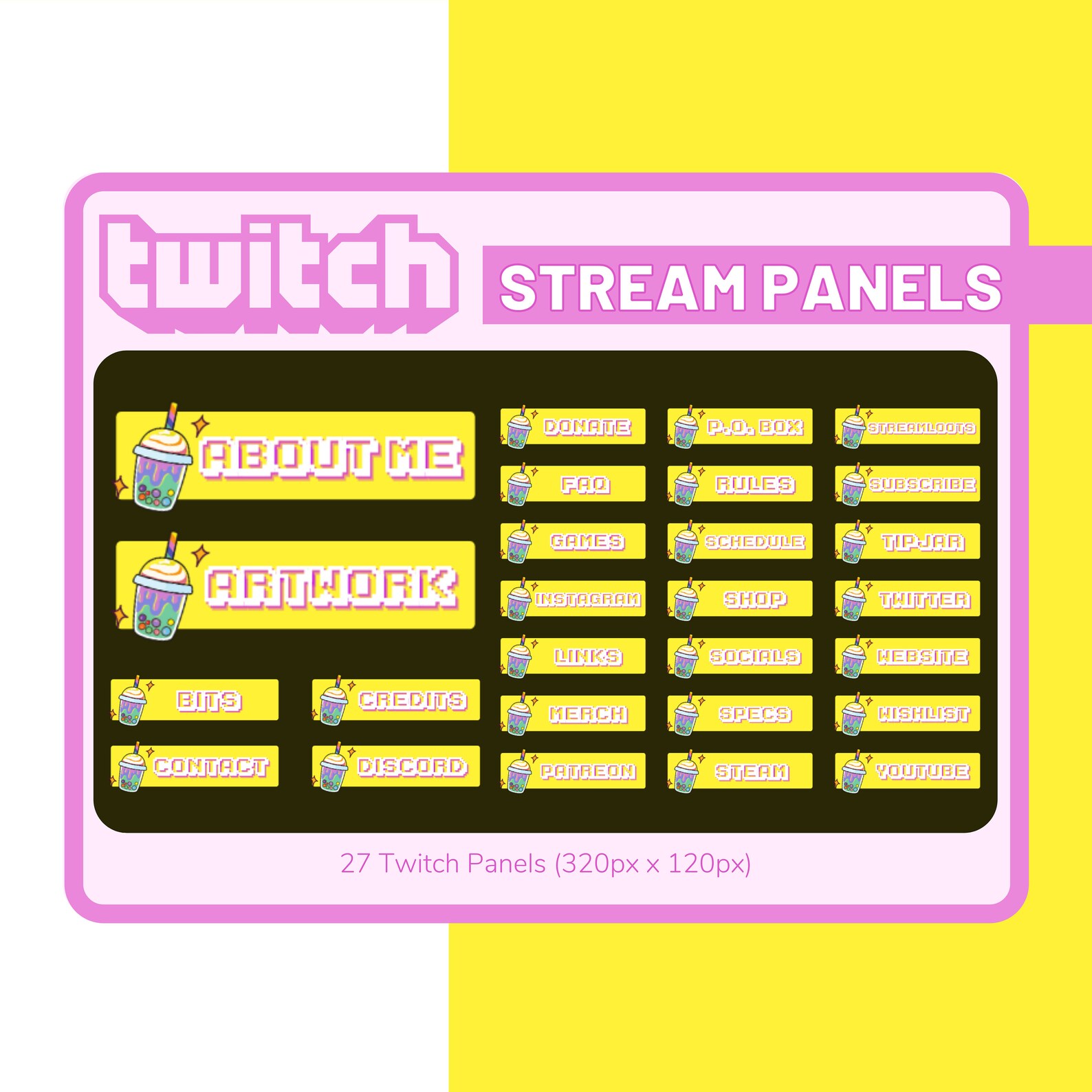 Twitch Stream Panels 27X Boba Streamer Profile Panel - Etsy Hong Kong