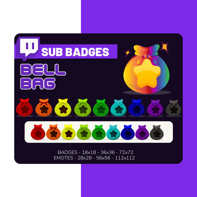 Bell Bag Twitch Sub Badge Bundle, Emote, Streamer Emoji, Cheer Badge ...