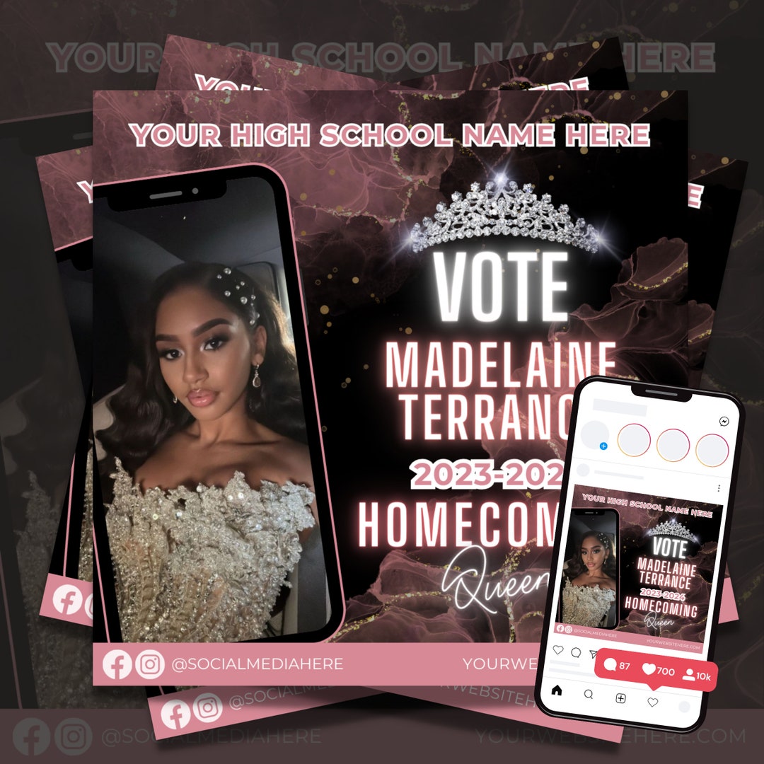 Homecoming Flyer Vote for Me Flyer HOCO Queen Editable Canva Flyer ...