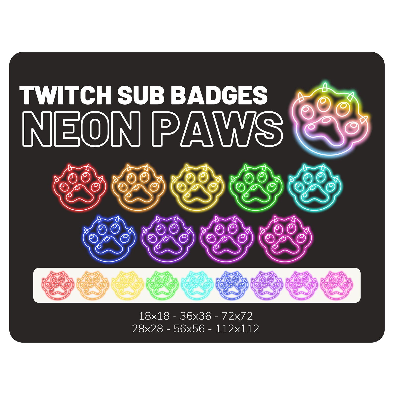 Neon Cat Paws Twitch Sub Badge Bundle Twitch Emote Streamer | Etsy