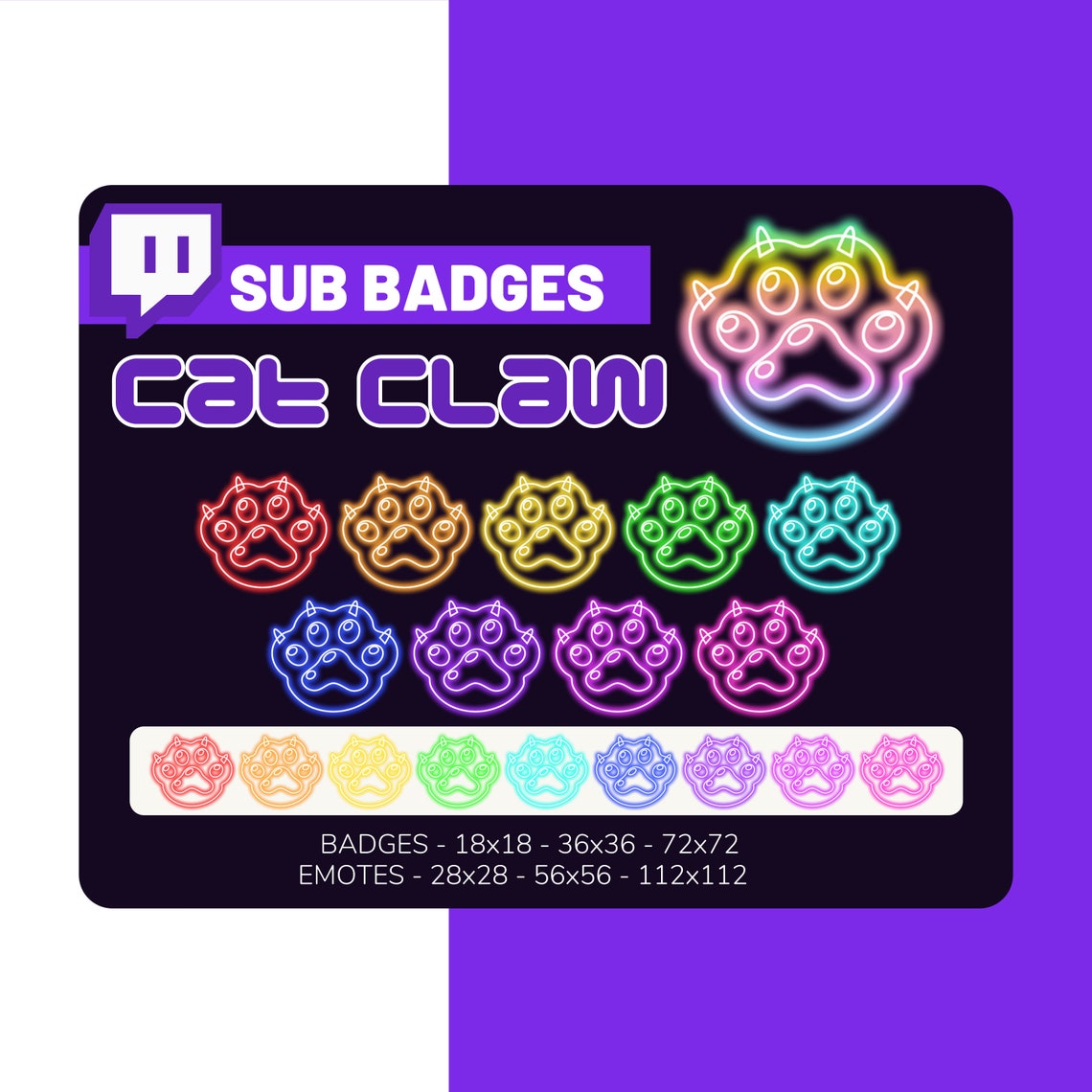 Neon Cat Paws Twitch Sub Badge Bundle Twitch Emote Streamer | Etsy