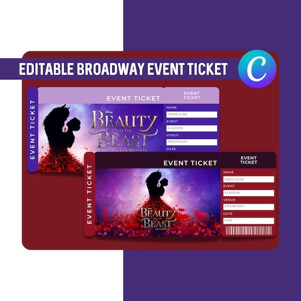 Printable Beauty and the Beast Tickets - Etsy