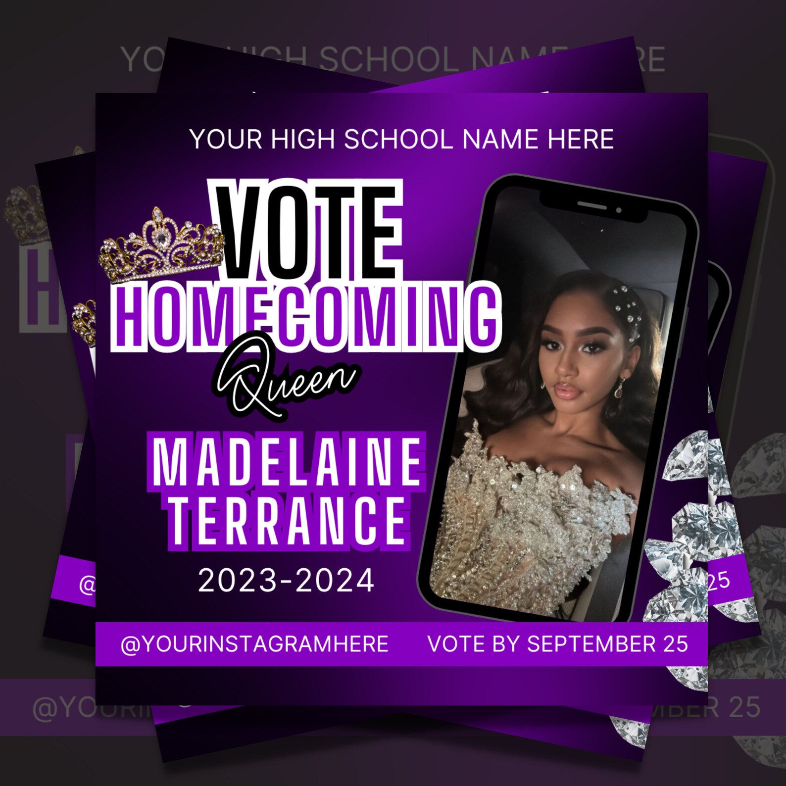 Editable Homecoming Vote for Me Flyer Canva Flyer Template - Etsy