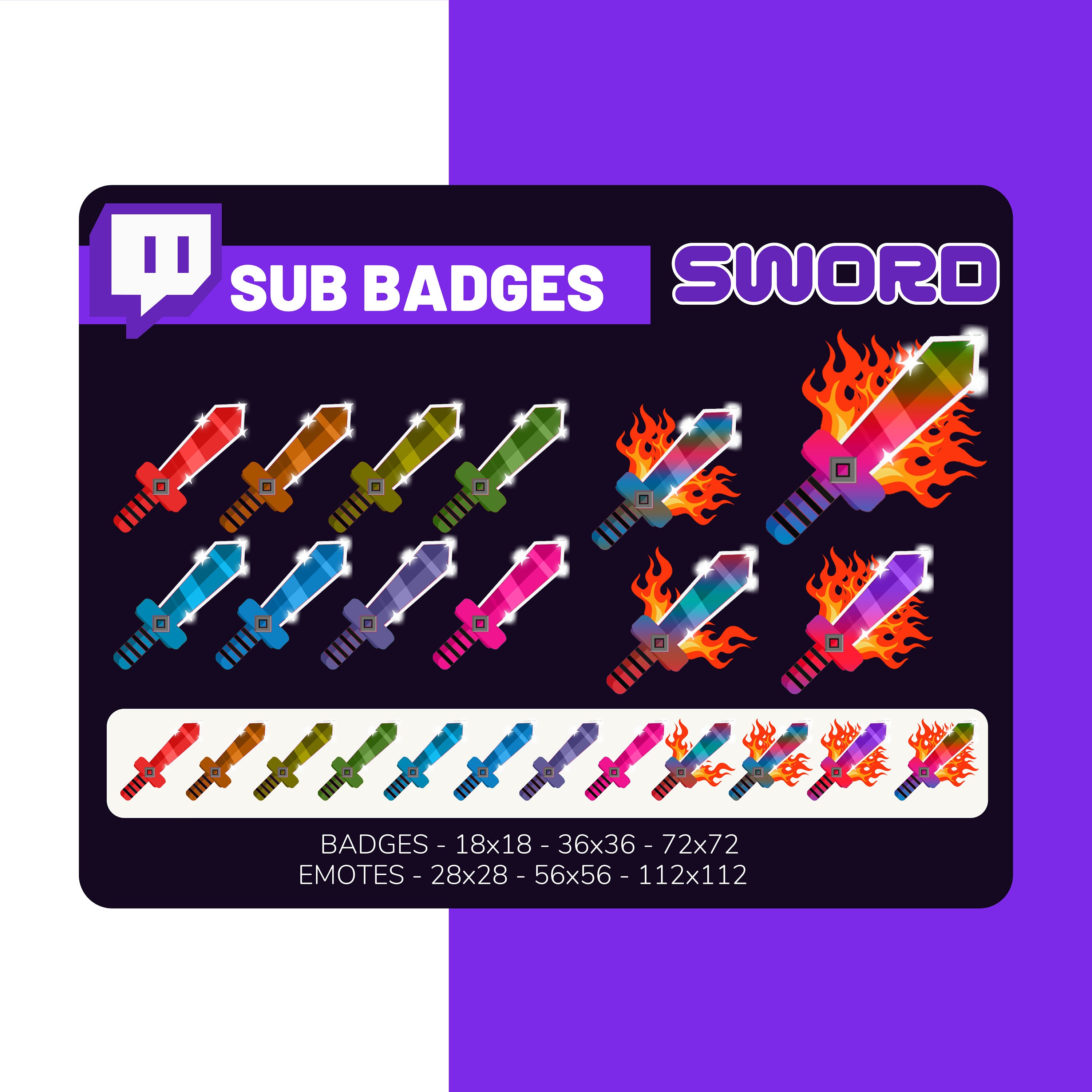 Sword Twitch Sub Badge Bundle Emote Streamer Emoji Cheer - Etsy UK