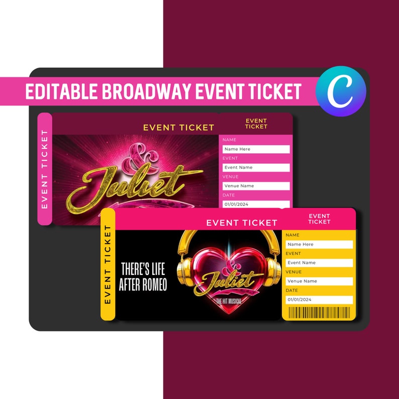 Editable & Juliet Broadway Ticket Template Surprise Event Invitation - Etsy