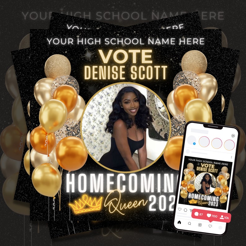 Editable Homecoming Vote For Me Flyer Canva Flyer Template Beauty Queen