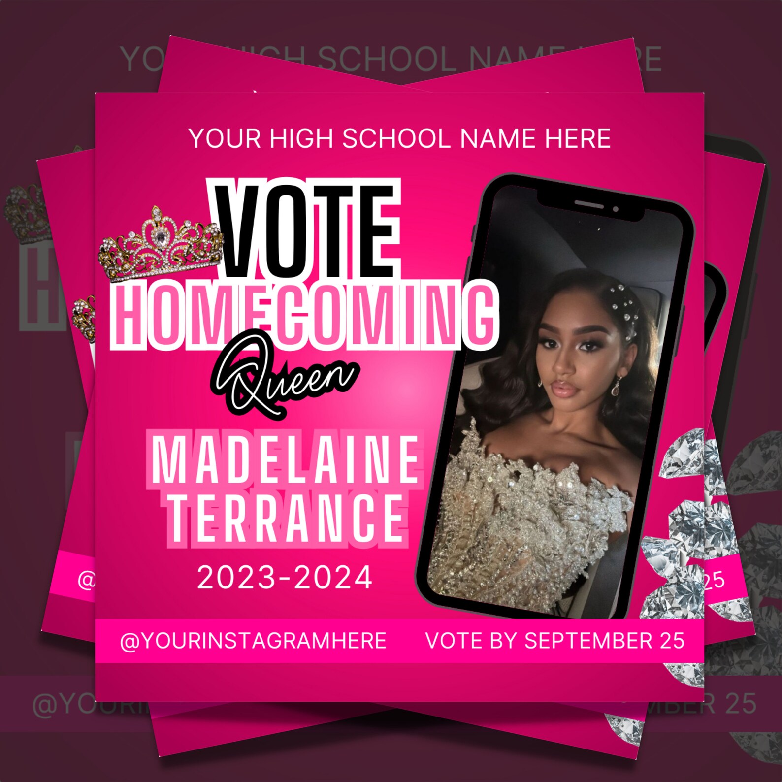 Homecoming Flyer, Vote for Me Flyer, HOCO Queen Editable Canva Flyer ...