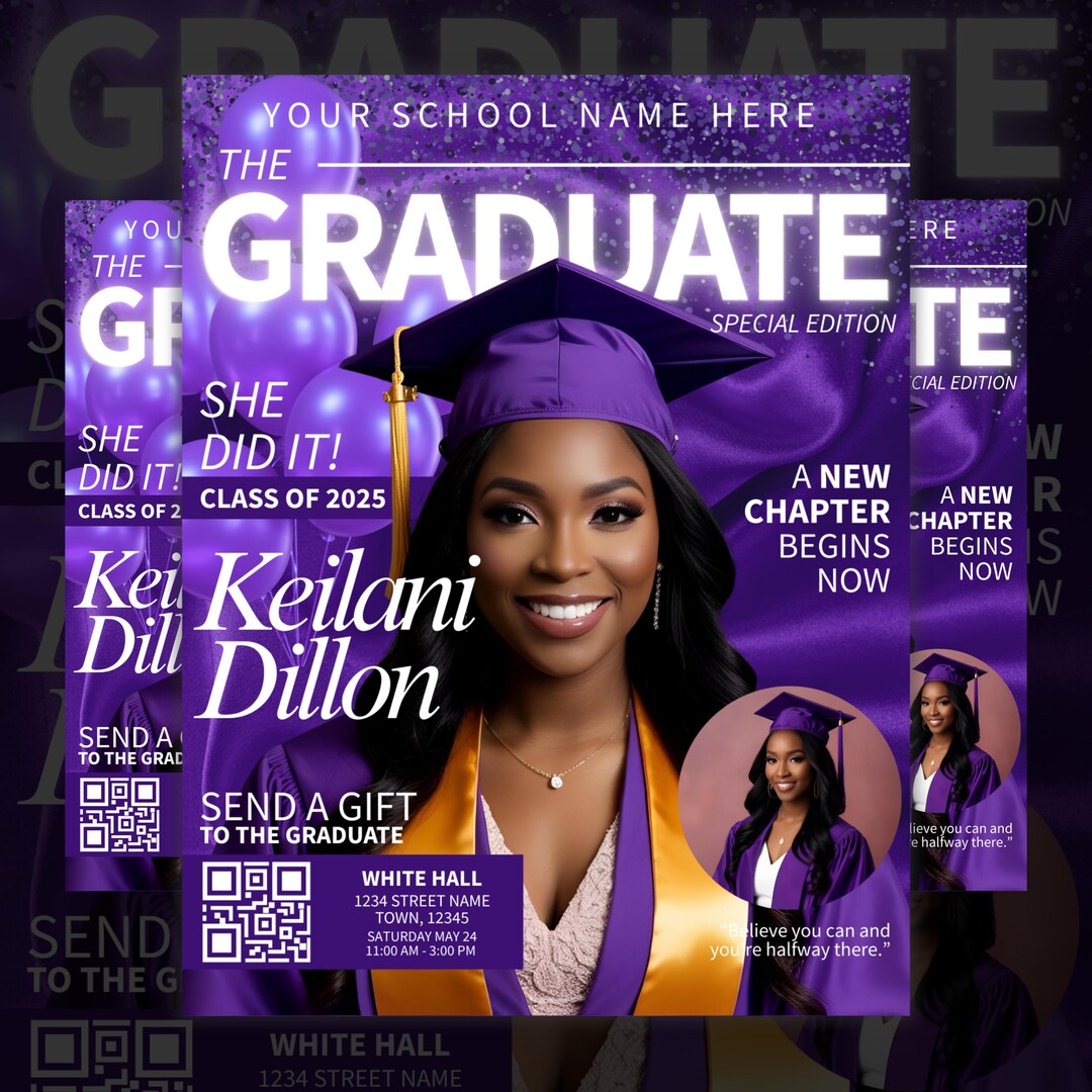 Magazine Style Graduation Invitation Template: Class of 2025 (DIY ...