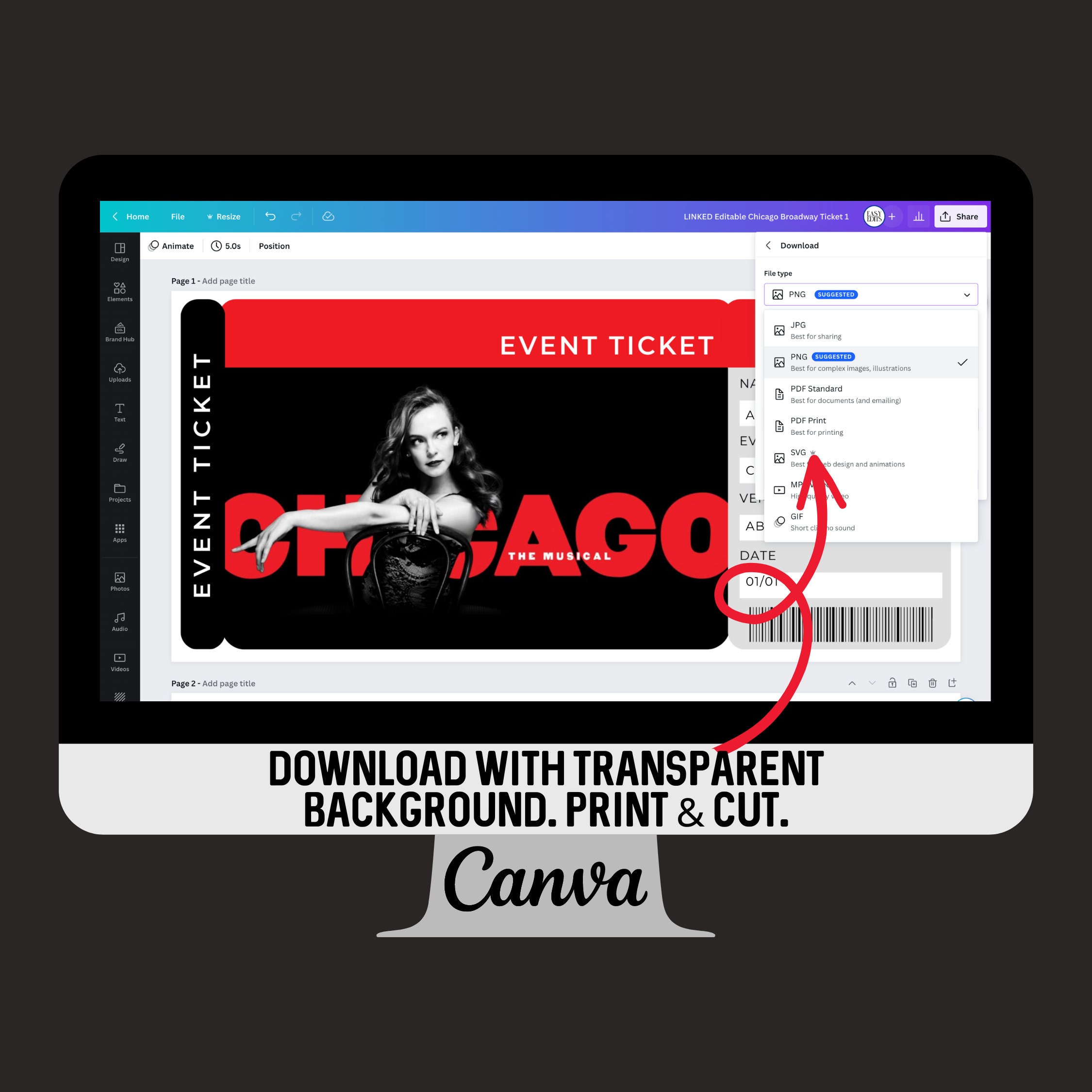 Editable Theatre Event Ticket Chicago Broadway Printable Ticket ...